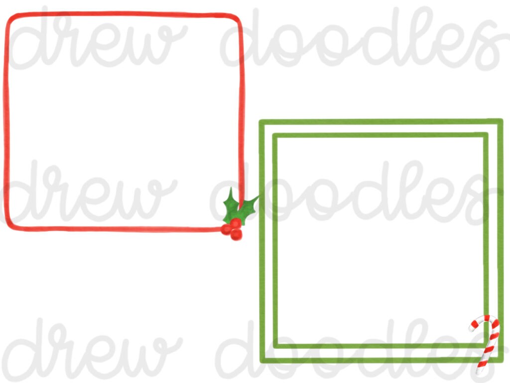Watercolor Christmas Frames Digital Clip Art Set Instant | Etsy