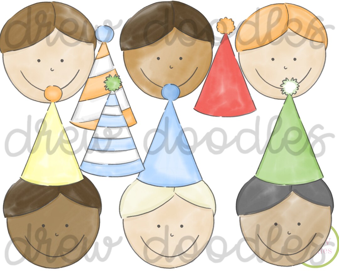 Watercolor Birthday Boys Clip Art Set: Party Hats (digital Download) - Etsy