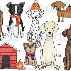 Watercolor Fall Dogs Digital Clip Art Set- Instant Download - Etsy