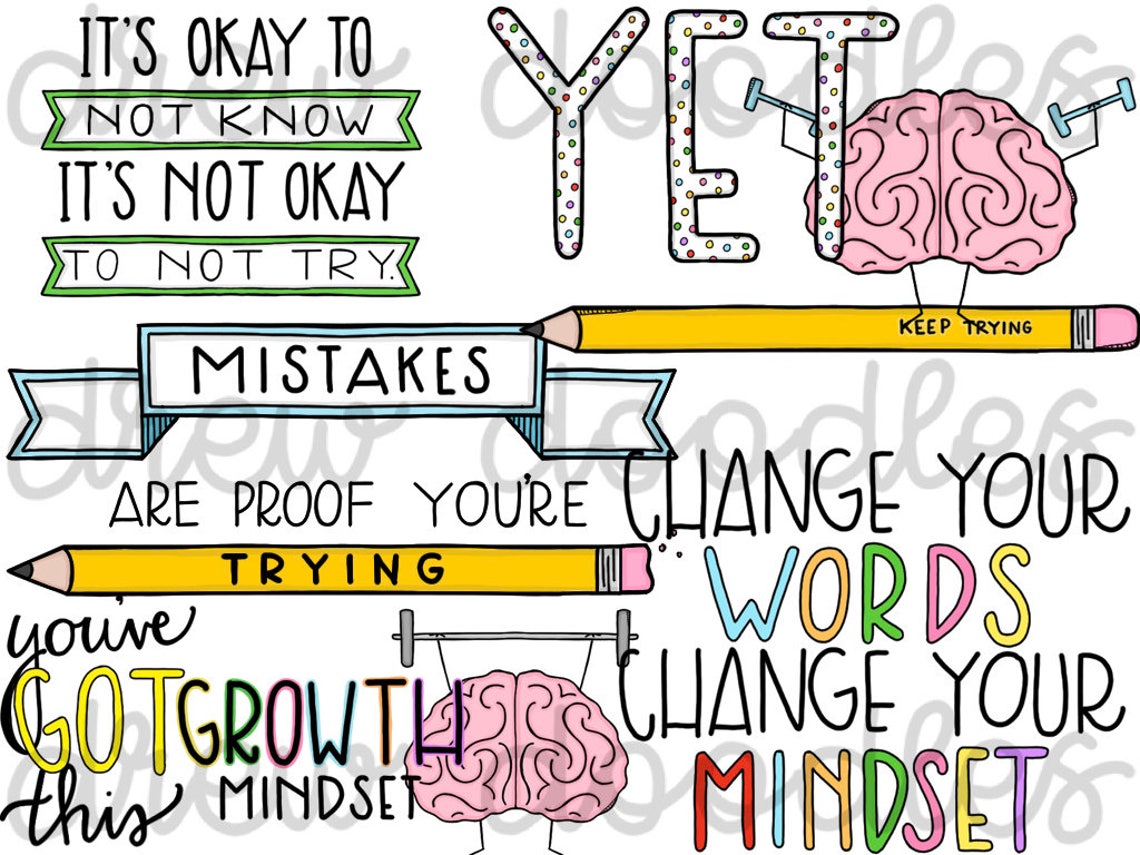Growth Mindset Doodles Digital Clip Art Set- Instant Download - Etsy