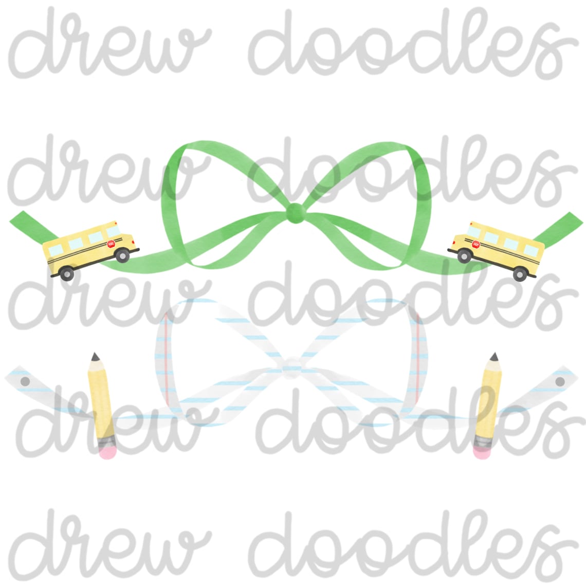 Watercolor School Bows Ribbons Digital Clip Art Set Instant - Etsy