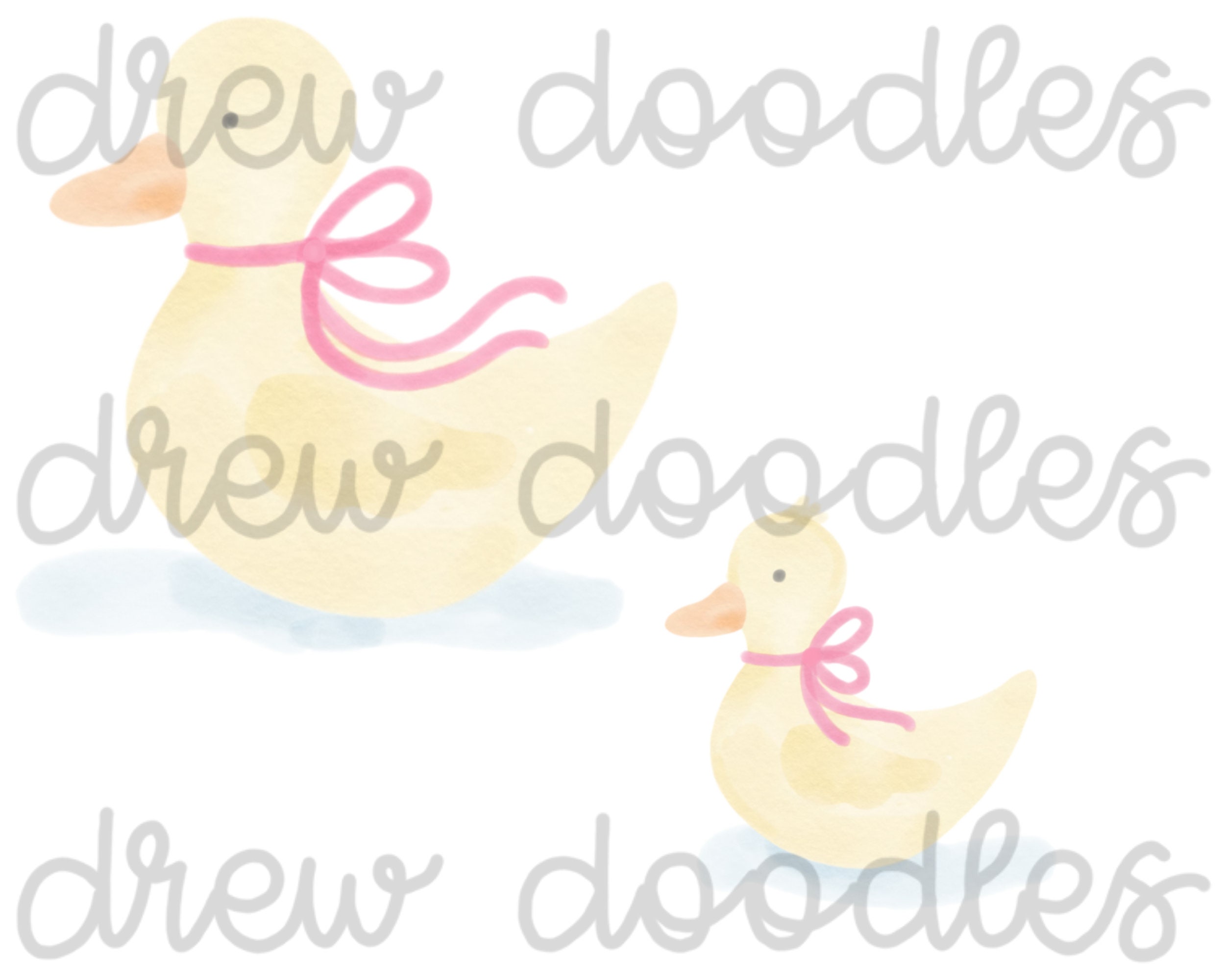 Watercolor Pink Bow Ducks Digital Clip Art Set Instant - Etsy