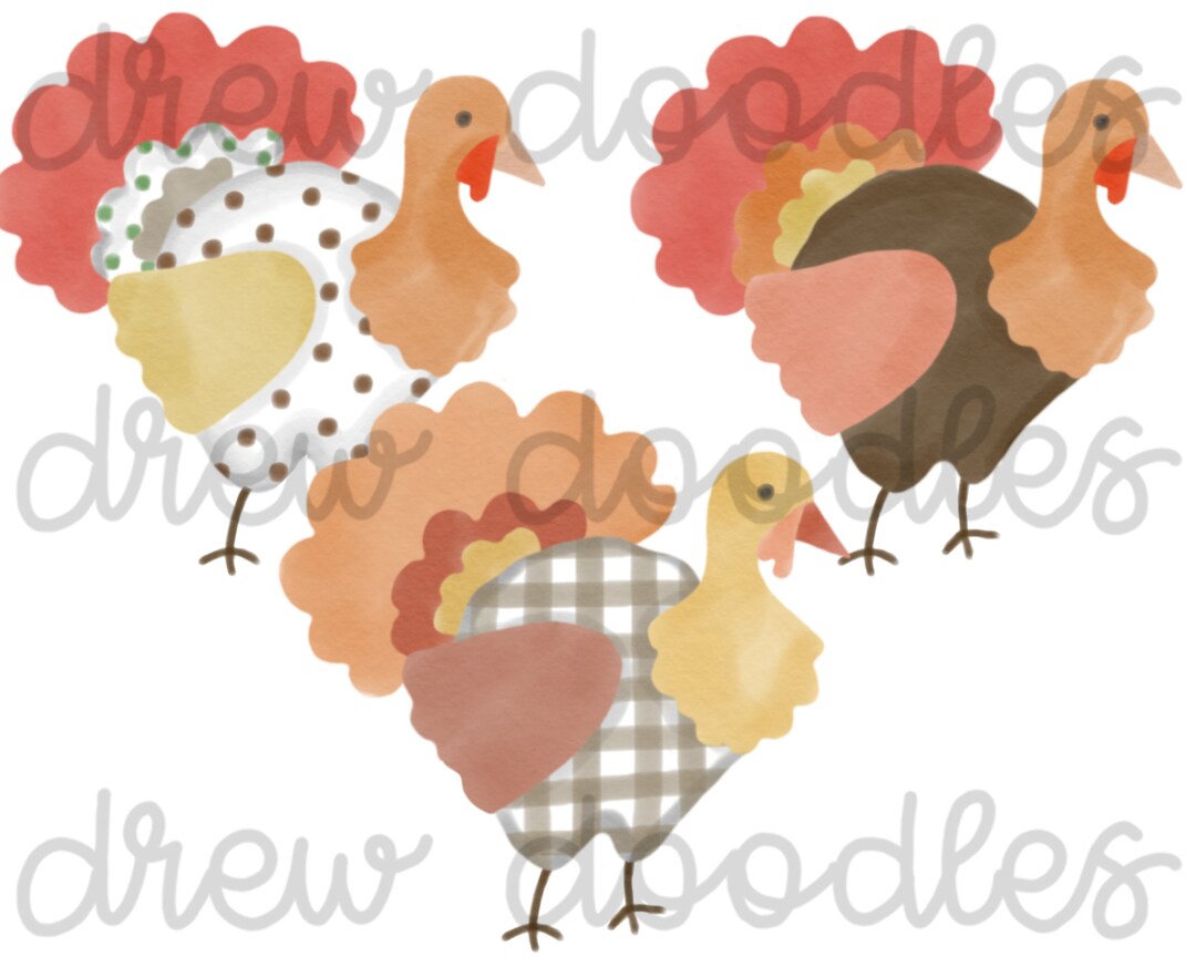 Watercolor Thanksgiving Turkey Digital Clip Art Set- Instant Download ...