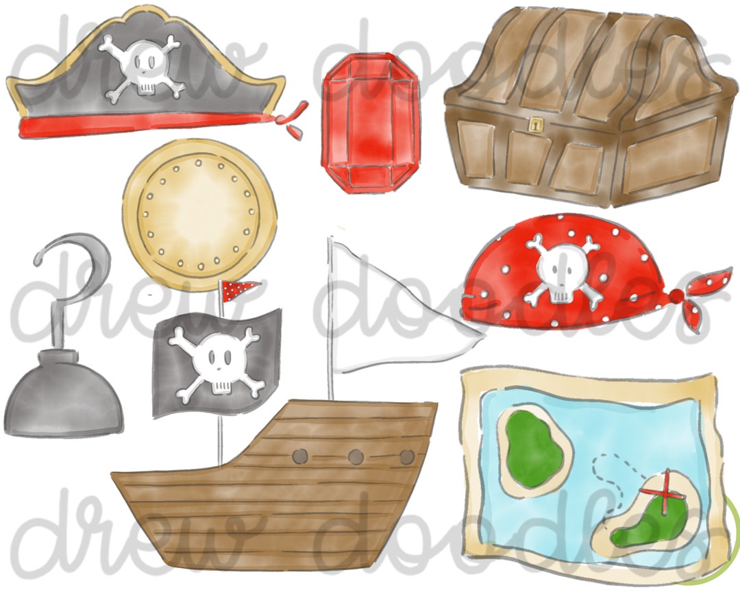 Watercolor Pirates Set 2 Digital Clip Art Set- Instant Download - Etsy