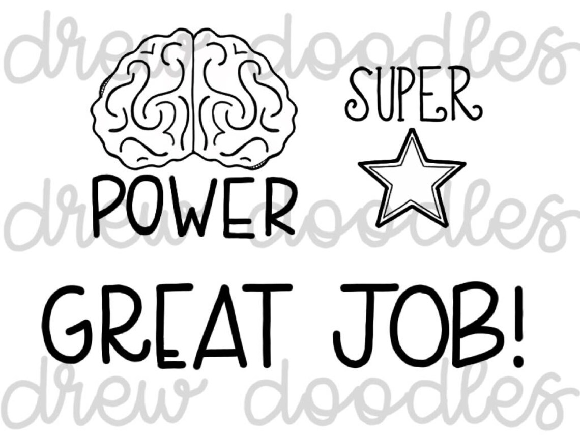 Positive Messages Doodles Digital Clip Art Set Black Line | Etsy