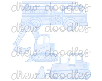 Watercolor Christmas Construction Trucks Digital Clip Art Set | Etsy