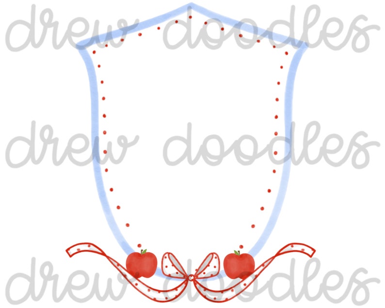 Watercolor Blue Bow Apple Crest Digital Clip Art Set Instant - Etsy
