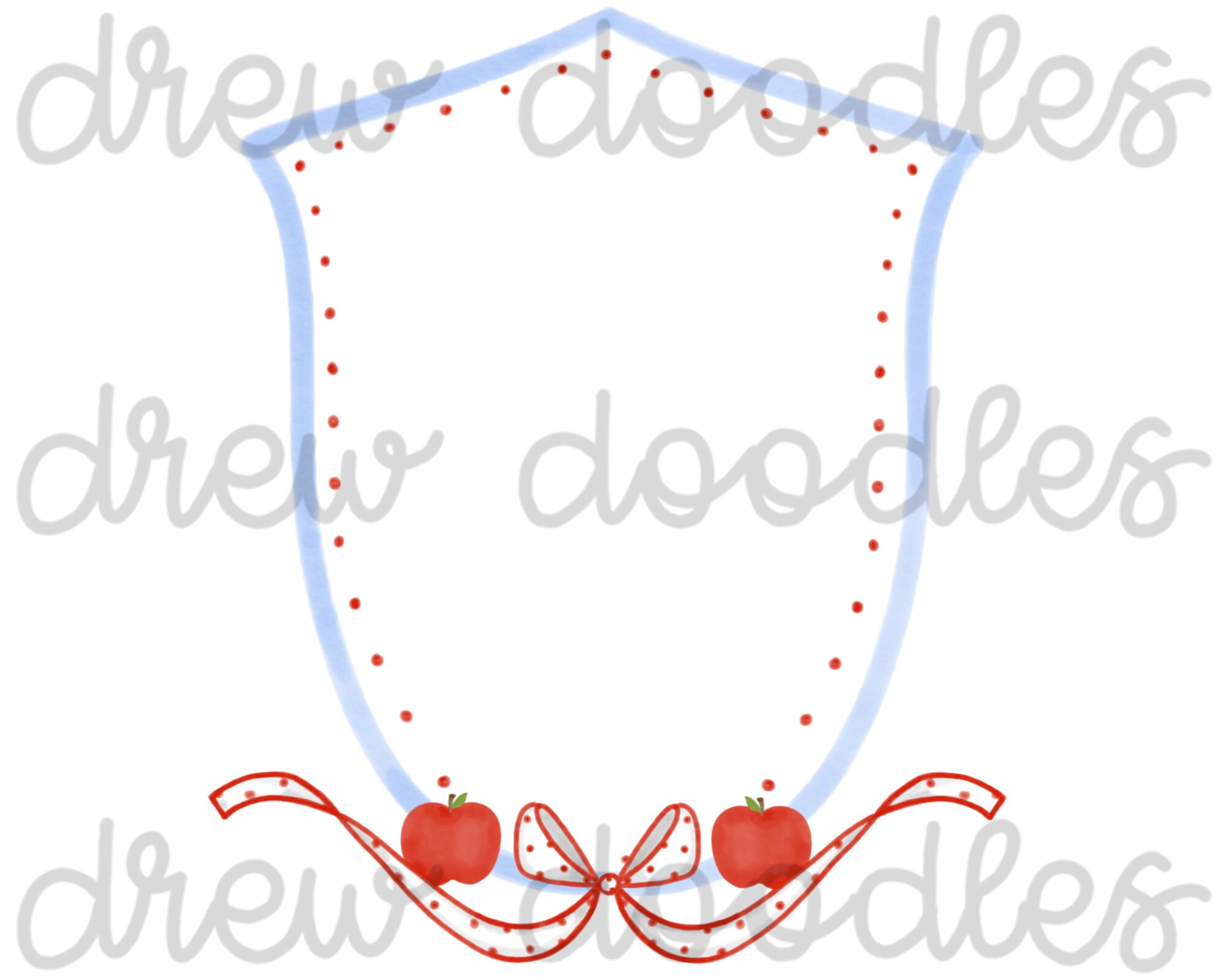 Watercolor Blue Bow Apple Crest Digital Clip Art Set- Instant Download ...