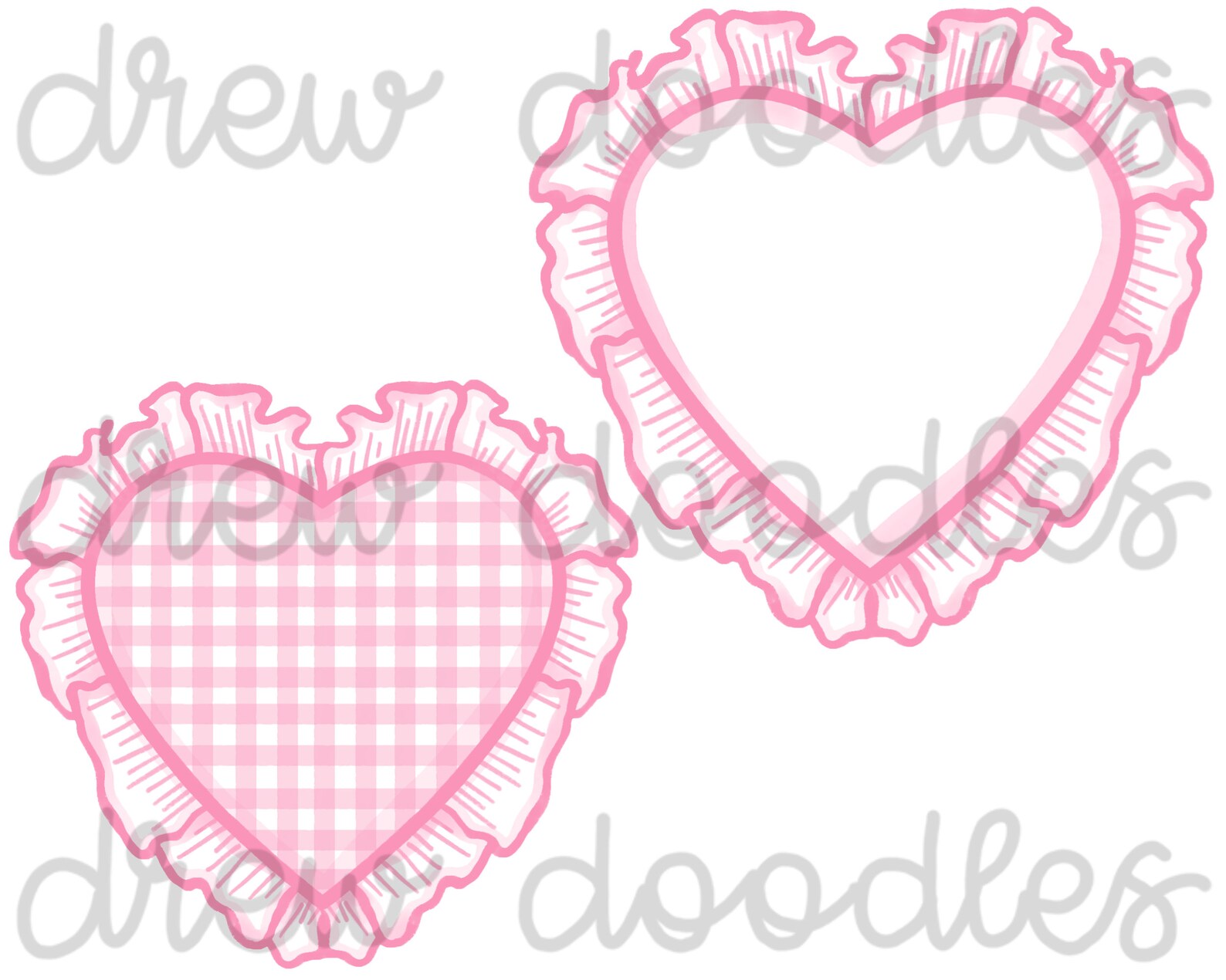 Watercolor Ruffle Hearts Clip Art: Pink Gingham Valentine's Set ...