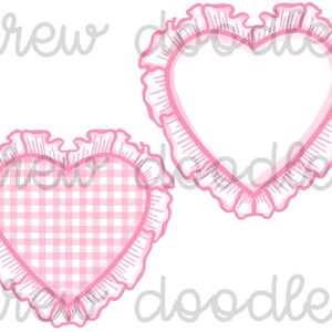 Watercolor Ruffle Hearts Clip Art: Pink Gingham Valentine's Set ...