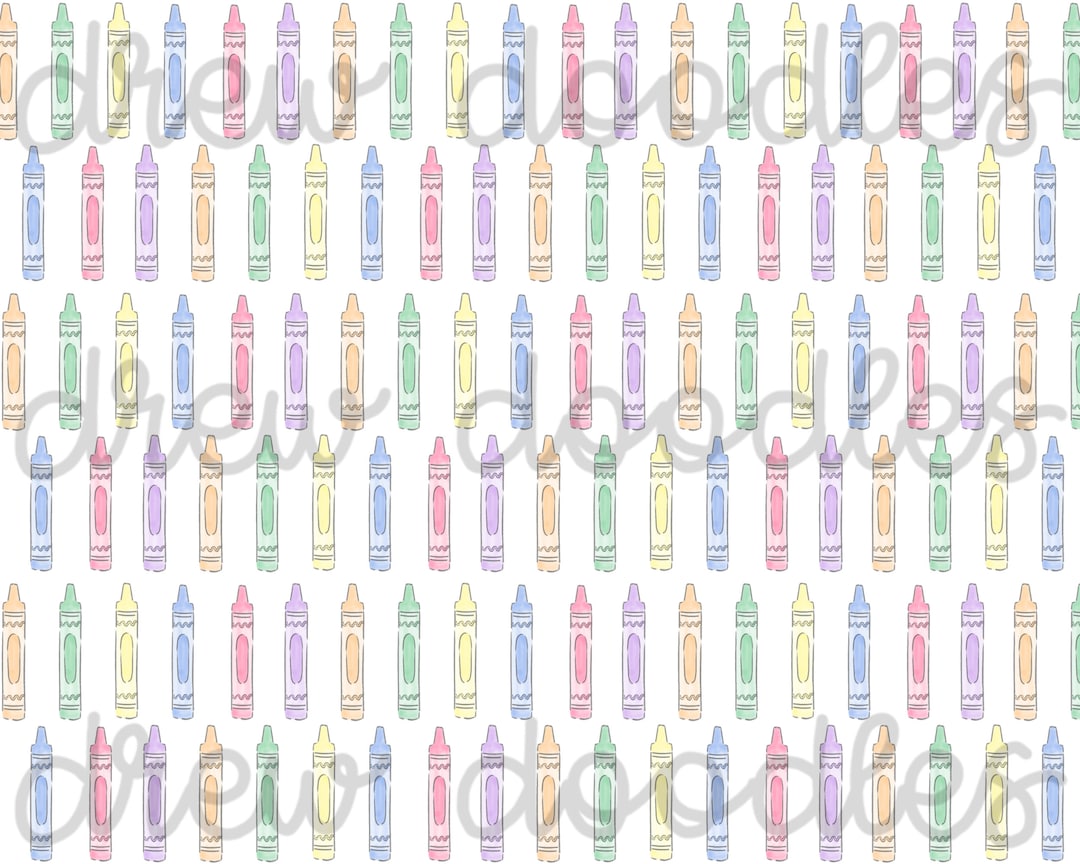 Watercolor Pastel Crayons School Pattern Digital Papers Backgrounds 4x4