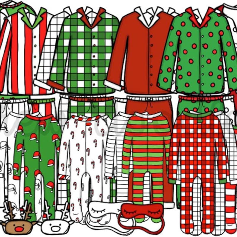 Christmas Pajama Party Clipart - Etsy