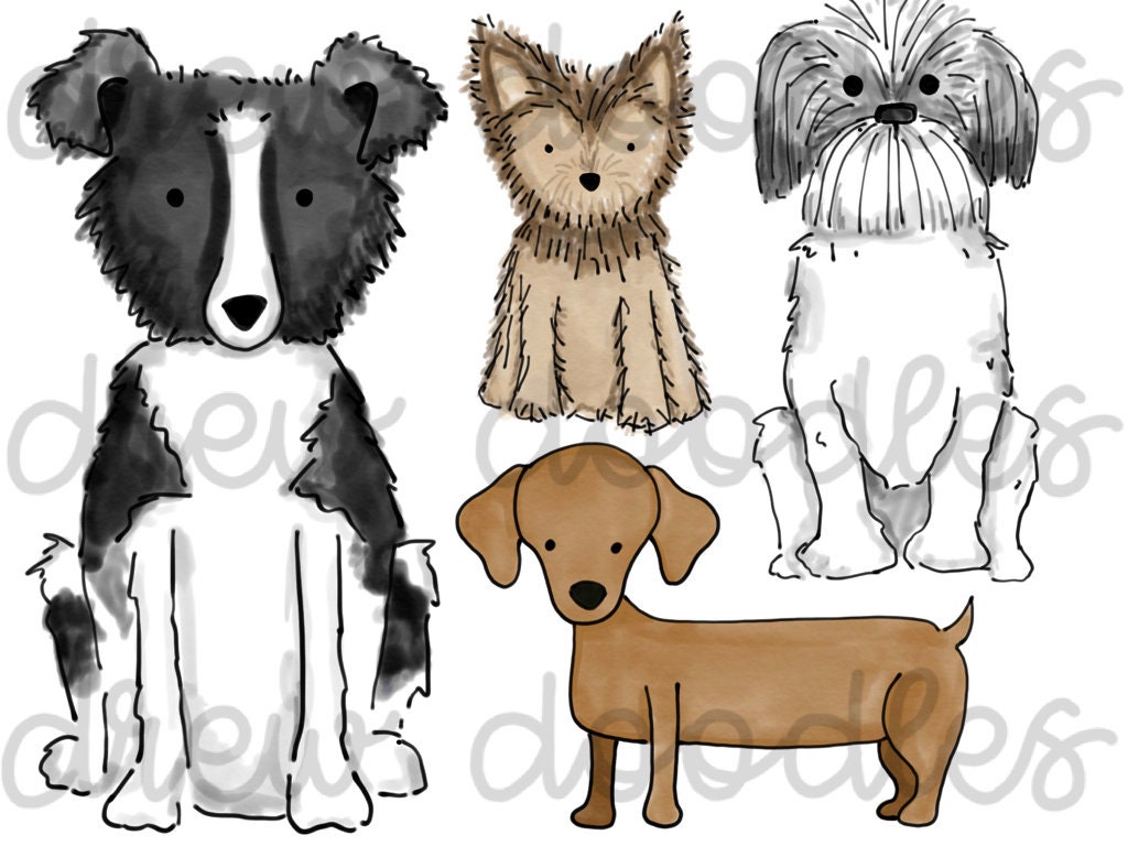 Watercolor Dogs Digital Clip Art Set Instant Download - Etsy