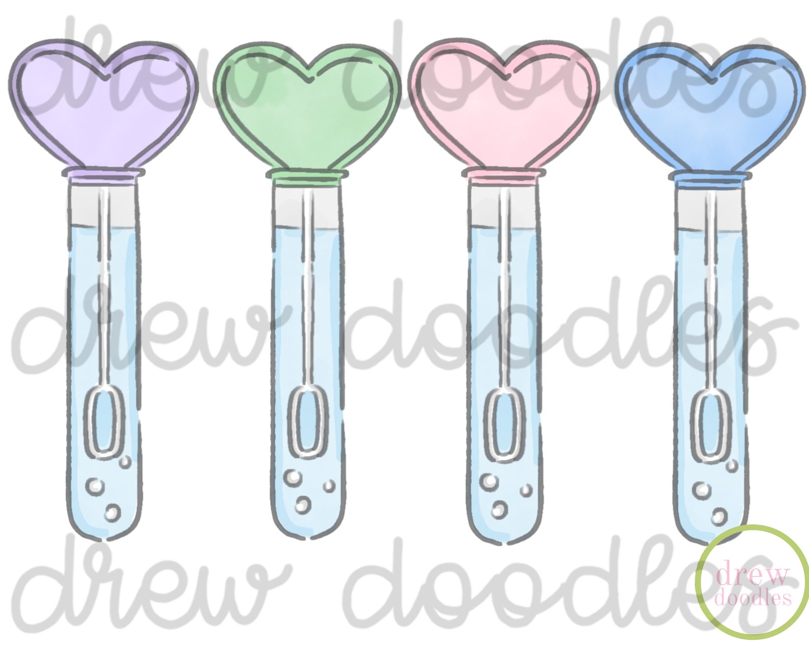 Watercolor Valentine's Day Bubbles Wands Digital Clip Art Set- Instant ...