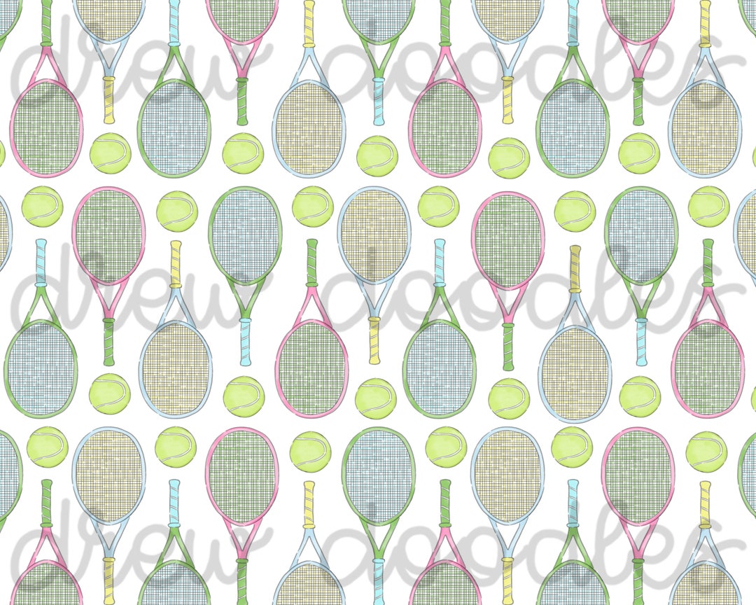 Watercolor Tennis Print Pattern Digital Papers Backgrounds 4x6, 7x5 ...