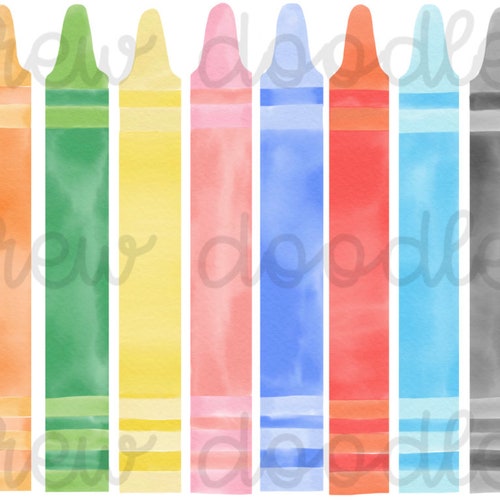 Watercolor Crayons Digital Clip Art Set Instant Download - Etsy