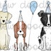Watercolor Baby Blue Party Dogs Digital Clip Art Set- Instant Download ...