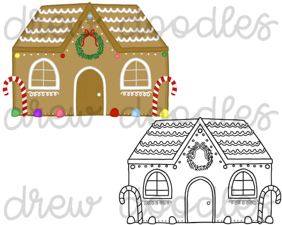 Gingerbread House Black And White Clip Art