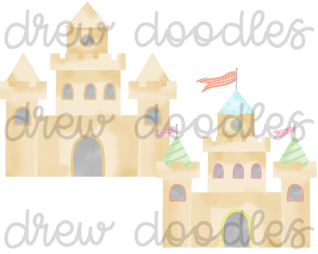 Watercolor Beach Sandcastle Digital Clip Art Set- Instant Download - Etsy