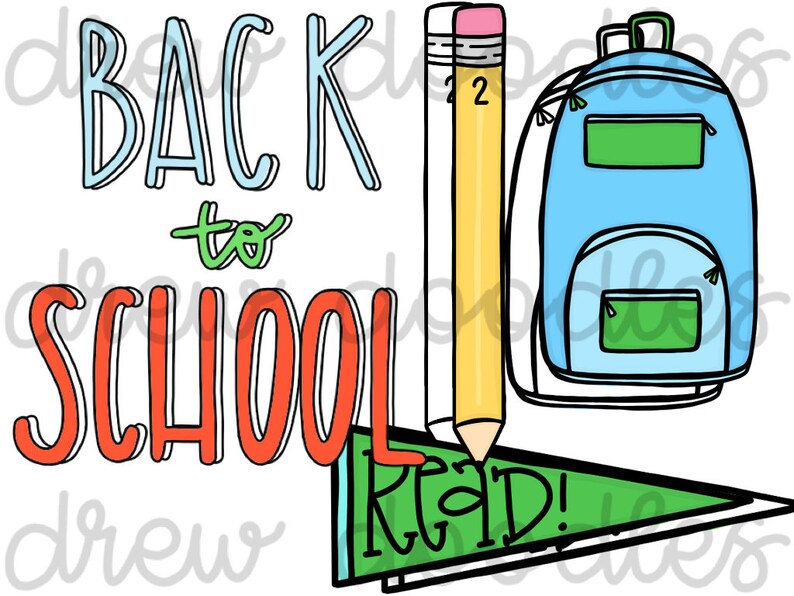 Back to School Doodles Digital Clip Art Set Color and Black | Etsy