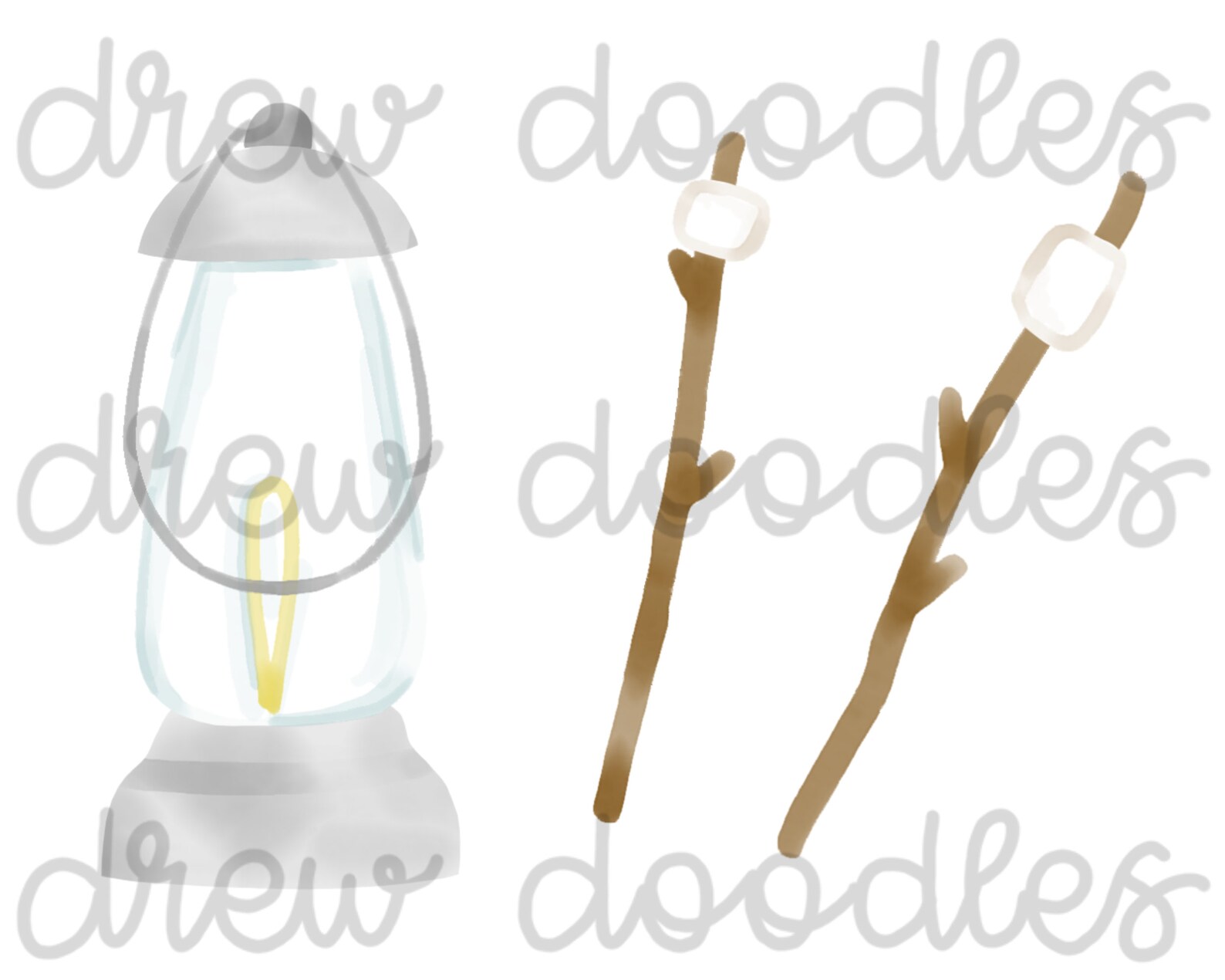 Watercolor Camping, Smores, Tent Digital Clip Art Set- Instant Download ...