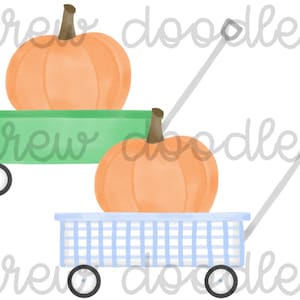 Watercolor Blue and Green Boy Pumpkin Wagons Digital Clip Art Set ...