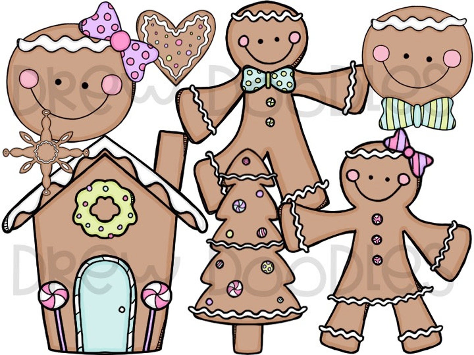 Gingerbread Cuties Digital Clip Art Set - Etsy
