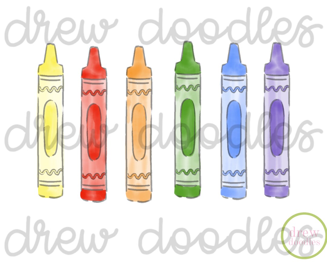 Watercolor Bright Crayons Digital Clip Art Set- Instant Download - Etsy