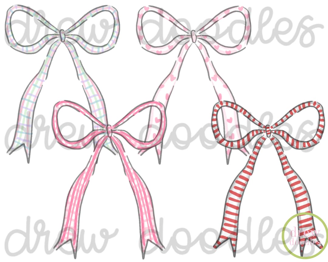 Watercolor Valentine's Day Hot Ribbons Bows Digital Clip Art Set ...