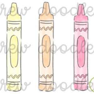 Watercolor Pastel Crayons Digital Clip Art Set- Instant Download - Etsy