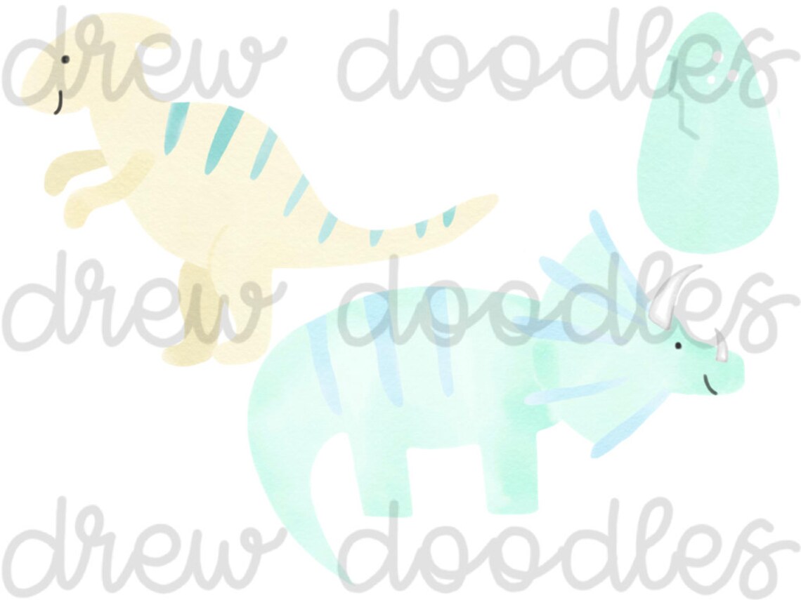 Watercolor Pastel Dinosaurs Digital Clip Art Set Instant | Etsy