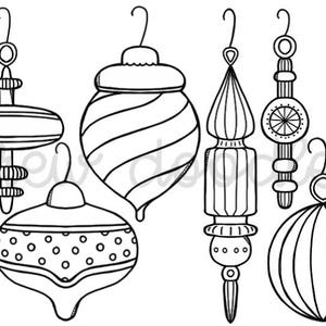 Vintage Ornaments Digital Clip Art Set Black Line Version Instant ...