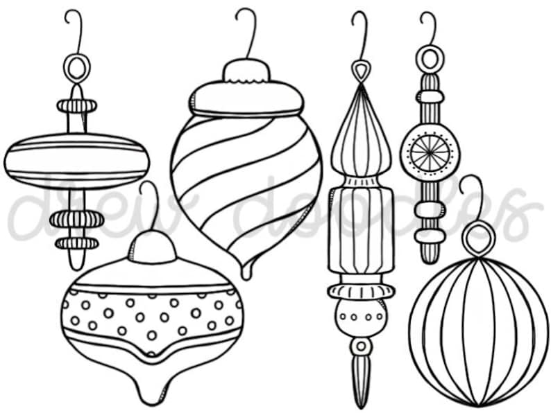 Vintage Ornaments Digital Clip Art Set Black Line Version - Etsy