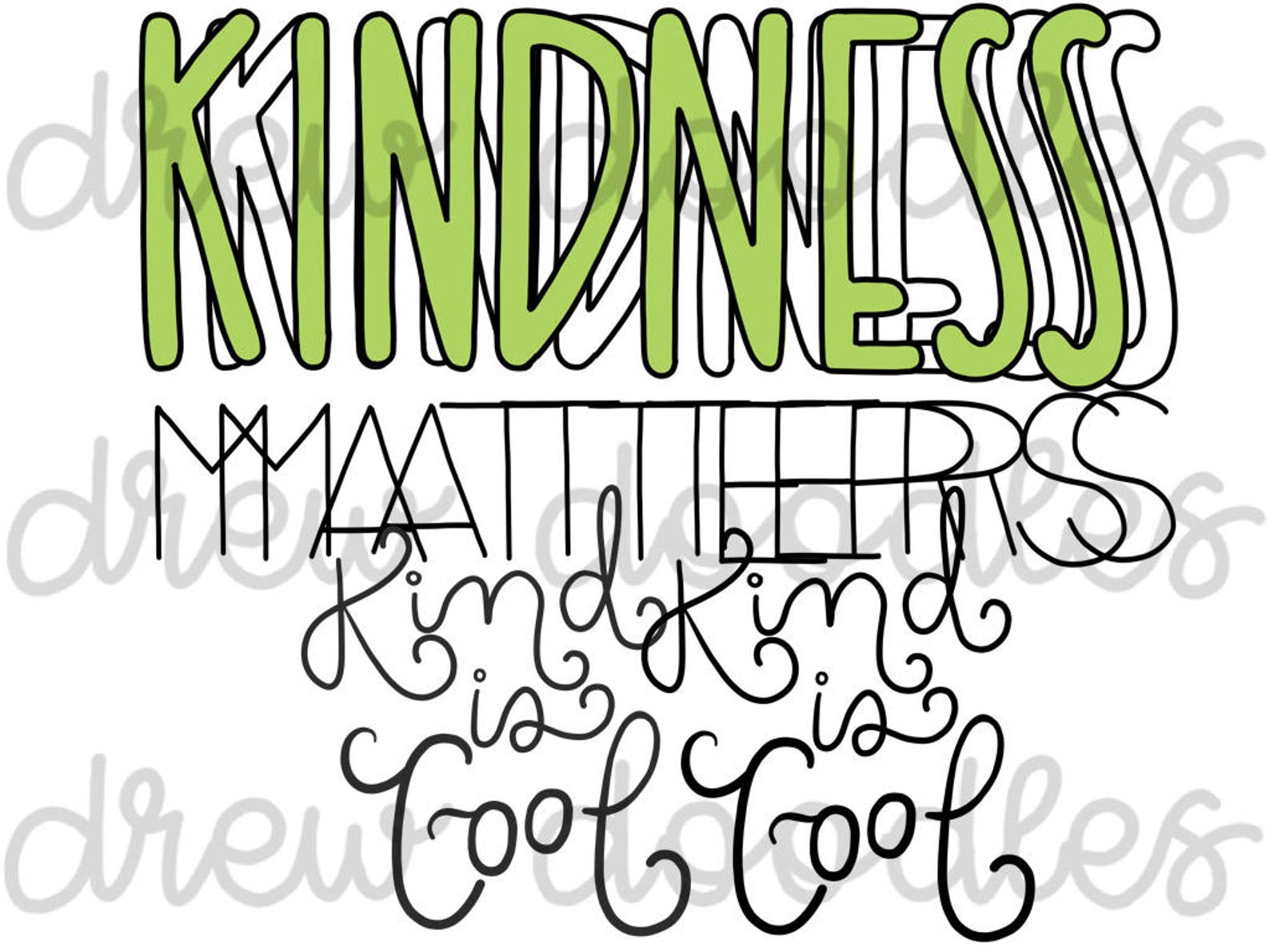 Kindness Doodles Digital Clip Art Set- Color and Black Line COMBO ...