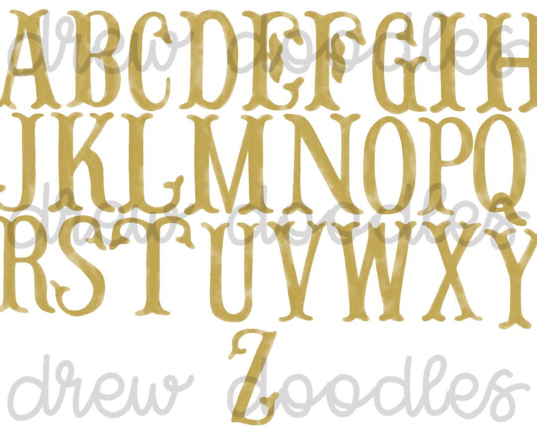Watercolor Gold Fishtail Monogram Alphabet Digital Clip Art Set- Instant Download - Etsy