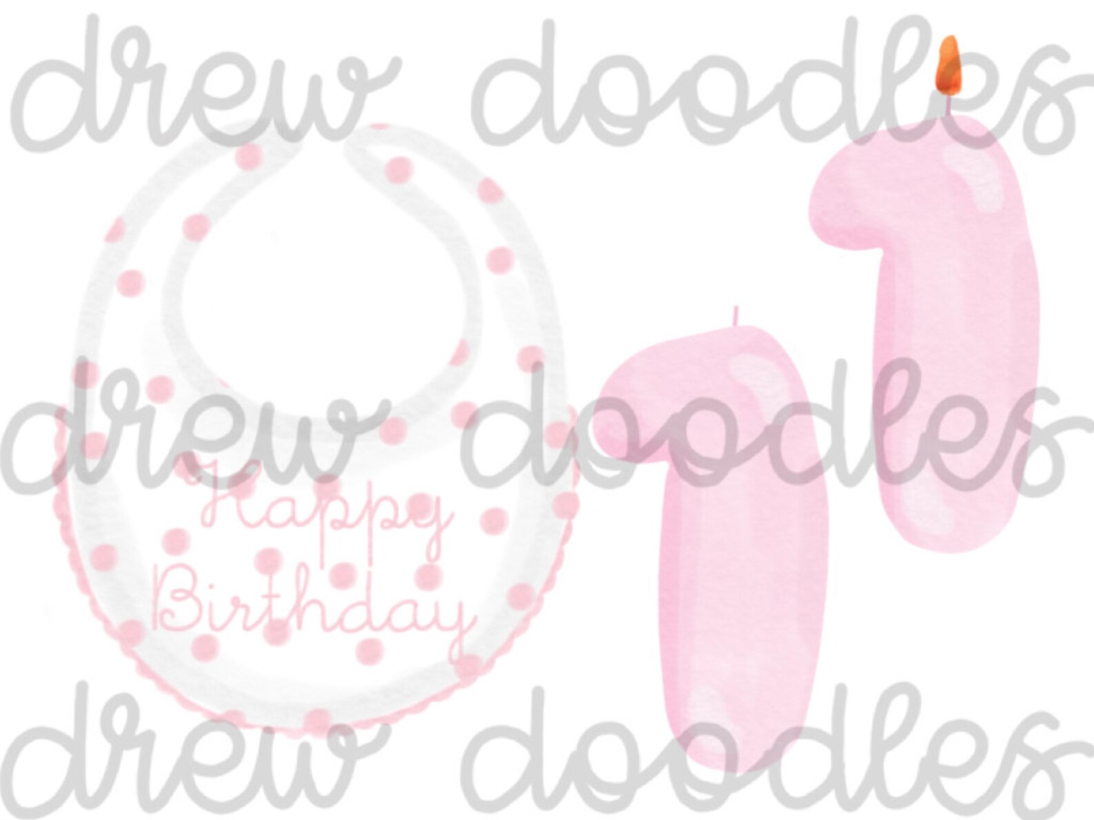 Watercolor Baby Girl First Birthday Digital Clip Art Set - Etsy