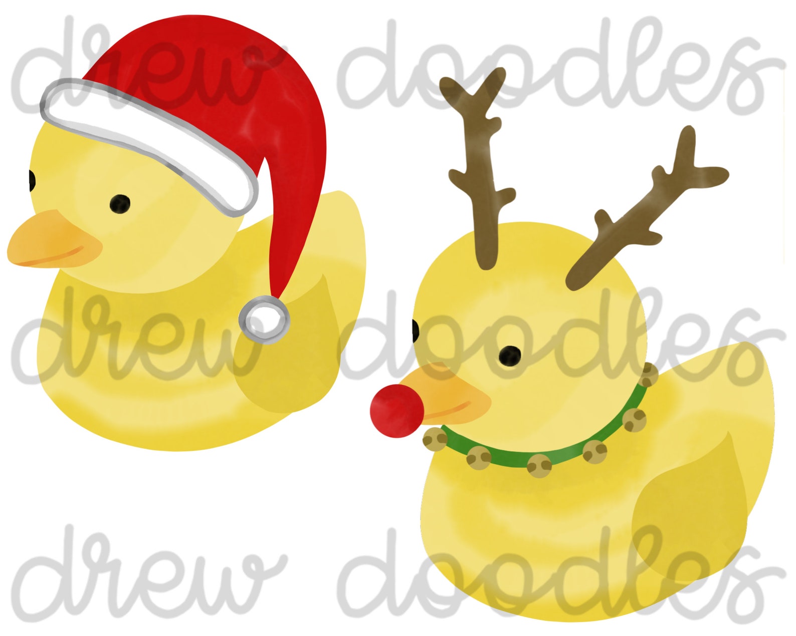 Watercolor Christmas Rubber Ducks Digital Clip Art Set - Etsy