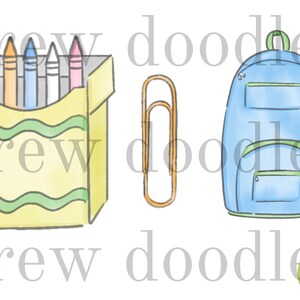 Watercolor Colorful School Supplies Digital Clip Art Set- Instant ...