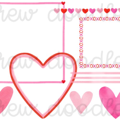 Watercolor Valentine's Borders and Frames Instant - Etsy