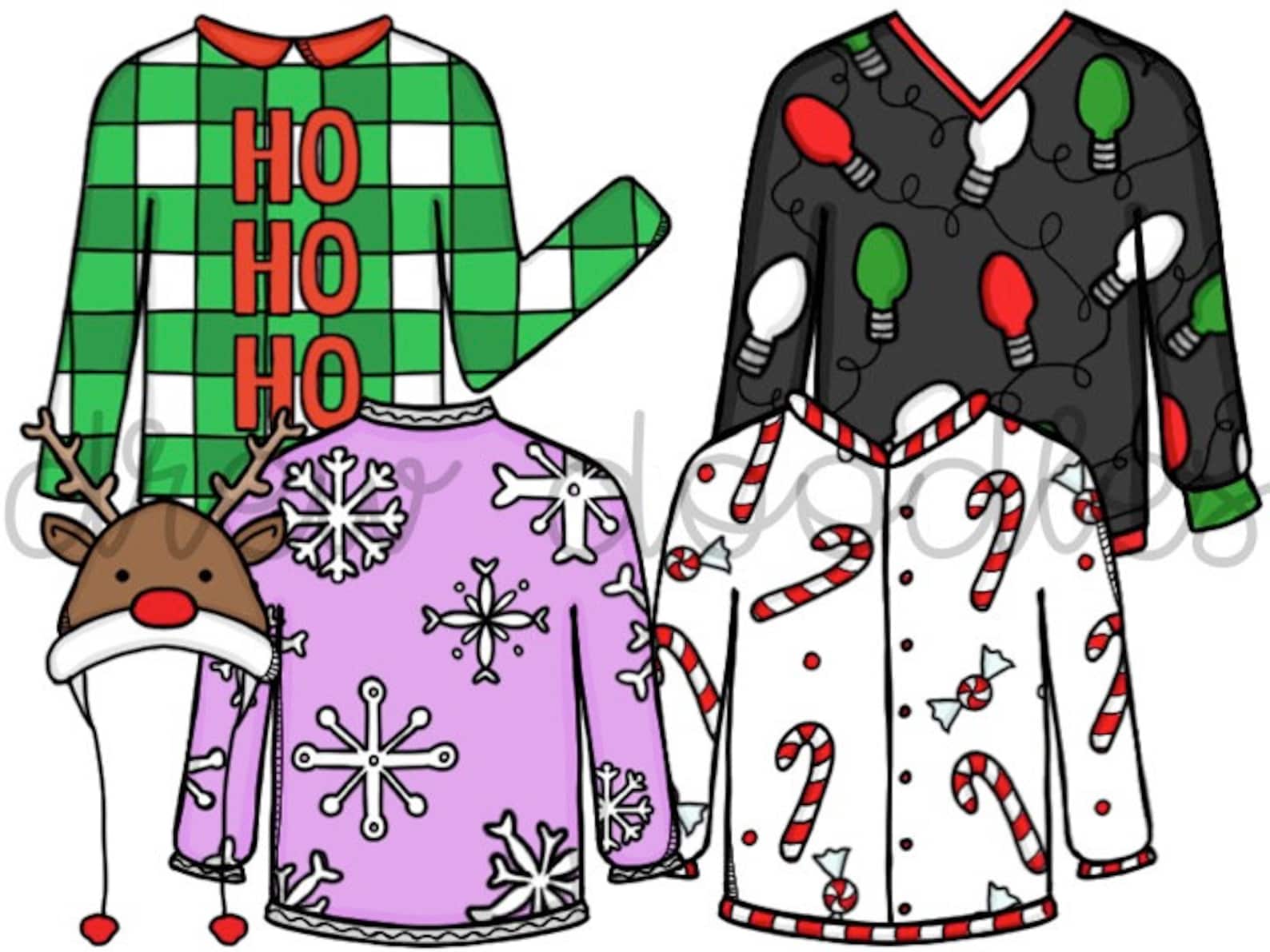 Tacky Christmas Sweater Digital Clip Art Set Instant Download - Etsy