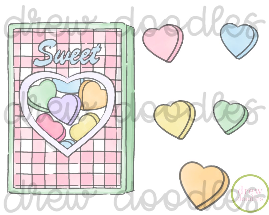 Watercolor Valentine's Day Heart Candy Digital Clip Art Set- Instant ...