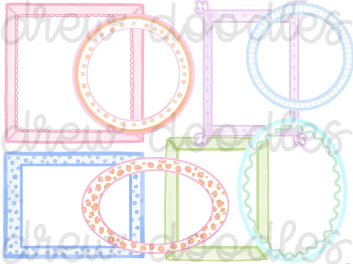 Watercolor Frames Digital Clip Art Set Instant Download | Etsy