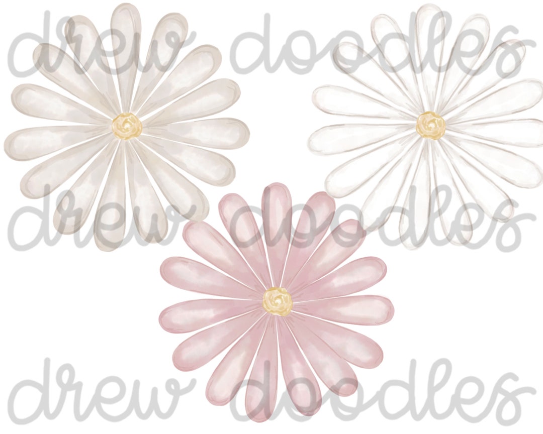 Watercolor Daisies Flowers Digital Clip Art Set- Instant Download - Etsy