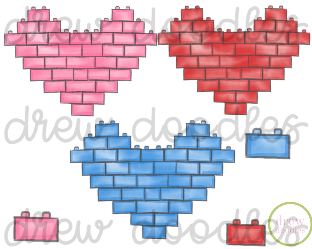 Watercolor Valentine's Day Building Blocks Digital Clip Art Set ...