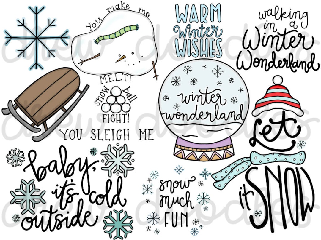 Snow Doodles Digital Clip Art Set- Instant Download - Etsy