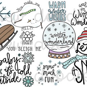 Snow Doodles Digital Clip Art Set- Instant Download - Etsy