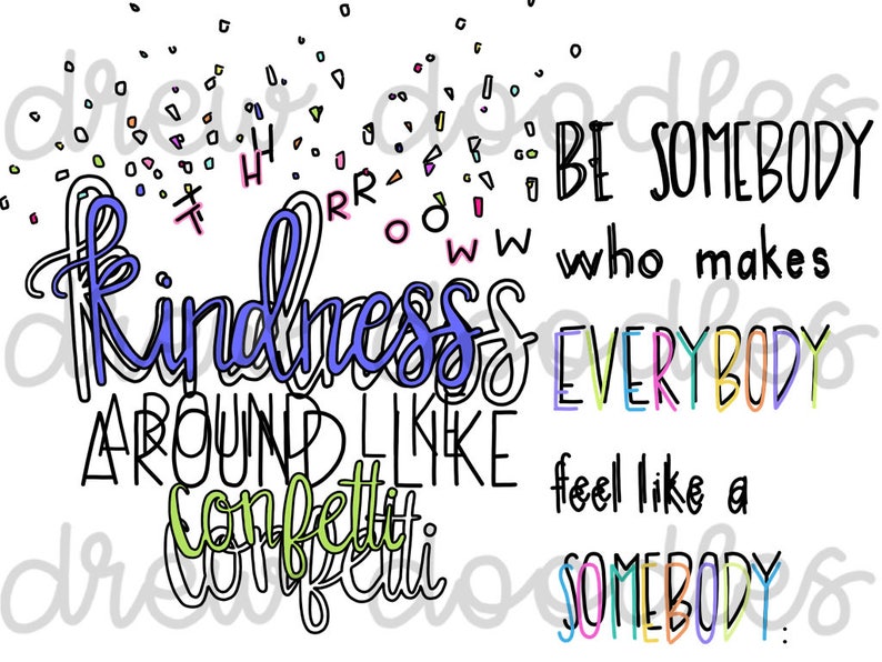 Kindness Doodles Digital Clip Art Set Color and Black Line | Etsy