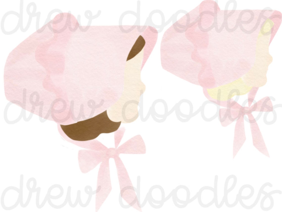 Watercolor Baby Girl Bonnet Profiles Digital Clip Art Set | Etsy