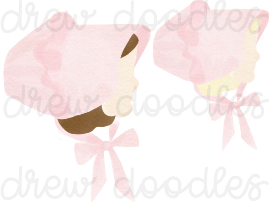 Watercolor Baby Girl Bonnet Profiles Digital Clip Art Set | Etsy