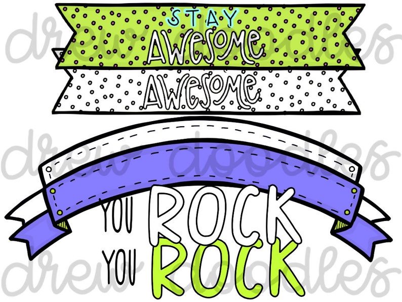 Positive Messages/ Banners Digital Clip Art Set Color and | Etsy